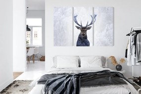 Vícedílný obraz Jelen V Zimním 3D Lese Nedostatek Nedostatek Přírodní plátno 180x120