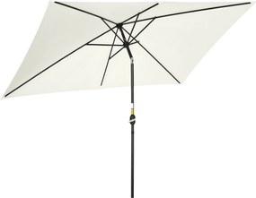 Outsunny Hliníkový Slunečník 200x300x253 cm Obdélníkový Zahradní Parasole s Kolečkem a Odnímatelným Postem proti UV záření pro Terasu, Bazén, Patio, E