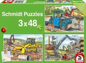 SCHMIDT Puzzle Na staveništi / 3x48 dílků / 26,3 x 17,8 cm