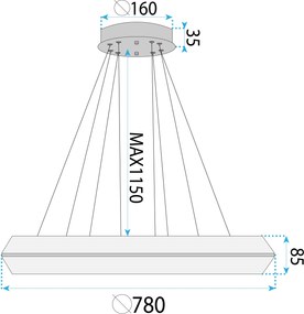 Toolight Toolight, LED stropní svítidlo 80cm, 45W, 4000K, APP1769-CP, zlatá, OSW-04347