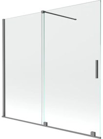 Mexen Velar vanová zástěna 2-křídlová rozkládací 170 x 150 cm, transparentní, tmavý kov - 896-170-000-01-95