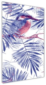 Wallmuralia Vertikální Fotoobraz na skle Listí palmy a pták 50x100