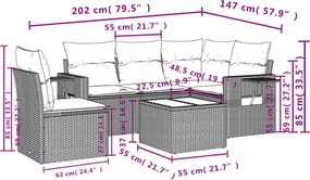 6dílná zahradní sedací souprava s poduškami černá polyratan 3252513