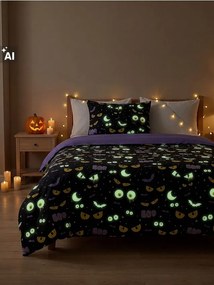 Sinsay - Halloweenská sada ložního prádla s potiskem svítícím ve tmě - černá