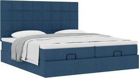 Osmanský rám postele s matracíes modrá 180x200cm textil 3313698
