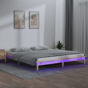 Rám postele s LED světlem 200 x 200 cm masivní dřevo - Default Title