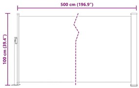 vidaXL Marketos Zatahovací boční markýza/zástěna na terasu 100 x 500 cm černá