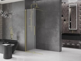 Mexen Velar, sprchová zástěna s posuvnými dveřmi Walk-in 85 x 200 cm, 8mm sklo námraza, zlatá matná, 871-085-000-33-55