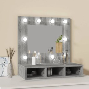 Zrcadlová skříňka s LED šedá sonoma 60 x 31,5 x 62 cm - Default Title