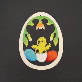 AMADEA Dřevěná dekorace vajíčko kuře, velikost 18 cm, český výrobek