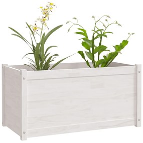 Zahradní truhlíky 2 ks bílé 100 x 50 x 50 cm masivní borovice - Default Title