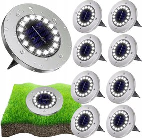 8x Solární Lampa Disk 16 Led Zahradní Zapichovací Zemní Senzor
