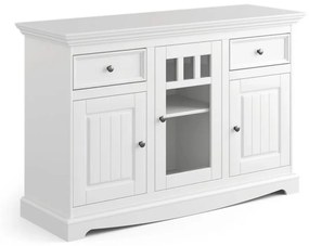 Massive home | Bílá komoda  z masivu Belluno Elegante 3D2S s bílou deskou