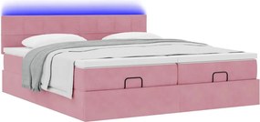 Osmanský rám postele s matrací růžová 200x200cm samet 3312934