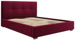 OnaDnes -20% Vínově červená sametová postel MICADONI SAGE 160 x 200 cm