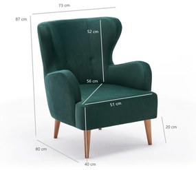 Atelier del Sofa Křeslo Karina - Petrol Green, Zelená