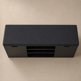 Botník černý se sedákem PORTA, 103 x 30 x 46 cm