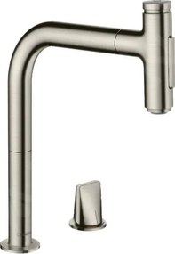 Hansgrohe M71, dřezová baterie M7120-H200 s výsuvnou sprškou, 2-otvorová instalace, sBOX, vzhled nerezavějící oceli 73818800