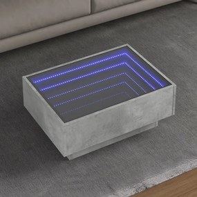 Konferenční stolek s LED betonově šedý 70 x 50 x 30 cm kompozit