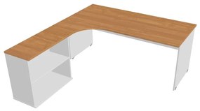 Sestava stolu a skříně pravá 180 cm - Hobis Gate GE 1800 H P Dekor stolové desky: olše, Dekor lamino podnože: bílá