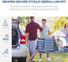 Outsunny lehátko sada 2 lehátek s polštářem skládací nastavitelné opěradlo ocel polyester modrá 60x75x65-102cm na zahradní terasu | Aosom.de