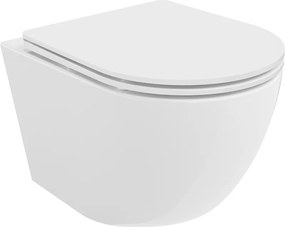 Mexen Lena WC mísa Rimless s pomalu padajícím tenkým sedátkem, duroplast, bílý lesk - 30220300