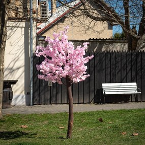 3D umělý strom Sakura 150 × 100 cm, růžová dekorace, IP44 venkovní, kov a plast