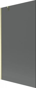 Mexen Next, 1-křídlová vanová zástěna 100 x 150 cm, 6mm šedé sklo, zlatá matná, 895-100-000-00-40-55