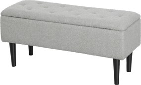 HOMCOM Lavice s úložným prostorem Čalouněná lavice s výklopným víkem v šedém sametovém vzhledu Komoda do obývacího pokoje Ložnice 95 x 38 x 45 cm | A…