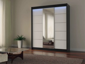 Moderní zrcadlová šatní skříň 180 cm Elena Barva: Bílá
