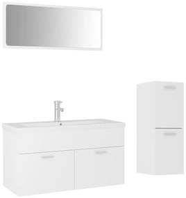 4dílný set koupelnového nábytku - s umyvadlem - 90 cm - dřevotříska | bílý