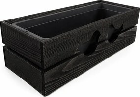 AMADEA Dřevěný obal na truhlík tmavý s ptáčky, 52x21,5x17cm, český výrobek