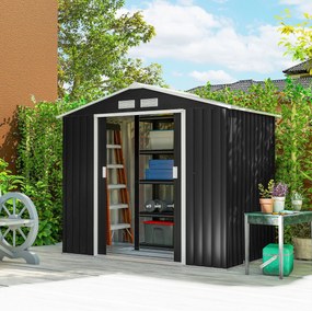 Zahradní domek Outsunny 2,42 m², zahradní domek s pultovou střechou, posuvné dveře, základna, 213 x 130 x 185 cm, zahradní kůlna z pozinkované oceli,
