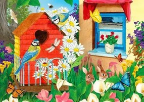 ENJOY Puzzle Zahrada s ptačími budkami / 1000 dílků / od 14 let