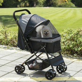 PawHut Dog Buggy Kočárek pro psy a kočky Kočárek pro kočky Oxford Black 76,5 x 52 x 95 cm