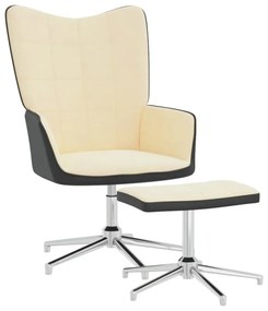 Relaxační křeslo se stoličkou krémově bílé samet a PVC,  327873 HangarStore.cz