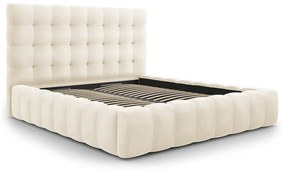 Béžová čalouněná dvoulůžková postel s úložným prostorem s roštem 200x200 cm Bali – Cosmopolitan Design
