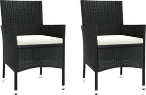 3dílný zahradní bistro set s poduškami černý polyratan 3187432