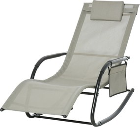 Ergonomické houpací křeslo Outsunny - odnímatelný polštářek, opěrky na ruce, úložný pocket - světle šedý kovový epoxidový textilene | Aosom