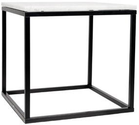 OnaDnes -20% Bílý mramorový odkládací stolek TEMAHOME Prairie 50 x 50 cm s černou podnoží