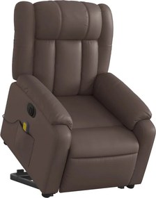 Elektrické zvedací masážní polohovací křeslo hnědé umělá kůže 3205287