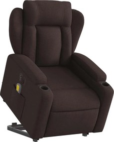 Elektrické zvedací masážní polohovací křeslo tmavě hnědé textil 3204523