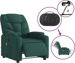 Elektrické masážní polohovací křeslo tmavě zelené textil 3204590