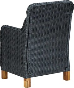 vidaXL Zahradní židle s poduškami 2 ks polyratan světle šedé [313315] Barva: Tmavě šedá
