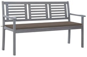 3místná zahradní lavice s poduškou 150 cm šedá eukalyptus,  3061058