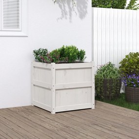 Zahradní truhlík bílý 60 x 60 x 60 cm masivní borovice,  837426