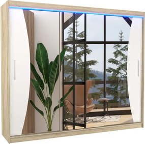 Posuvná skříň se zrcadlem a LED osvětlením DIEGO 250