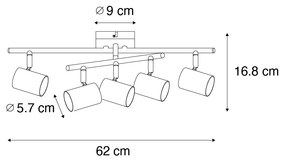Moderní stropní svítidlo bronzové 5-světlo nastavitelné obdélníkové - Jeana