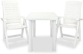 vidaXL Marketos 3dílný bistro set plastový bílý