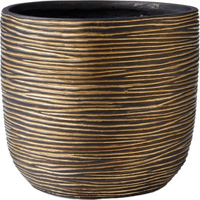 Capi Nature Rib Planter Ball Black Gold Ø 24 cm / V 21 cm